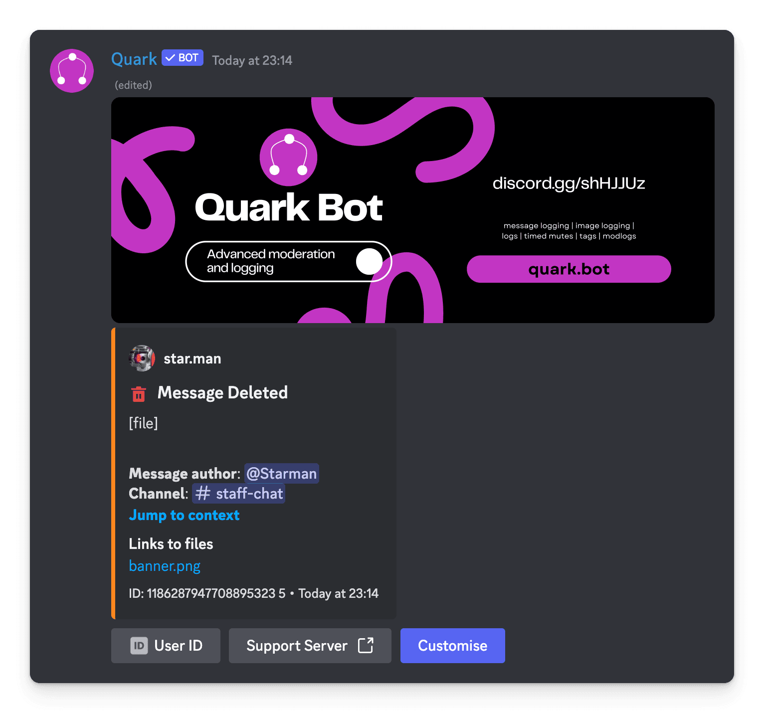 Home | Quark Logger | Discord Log Bot