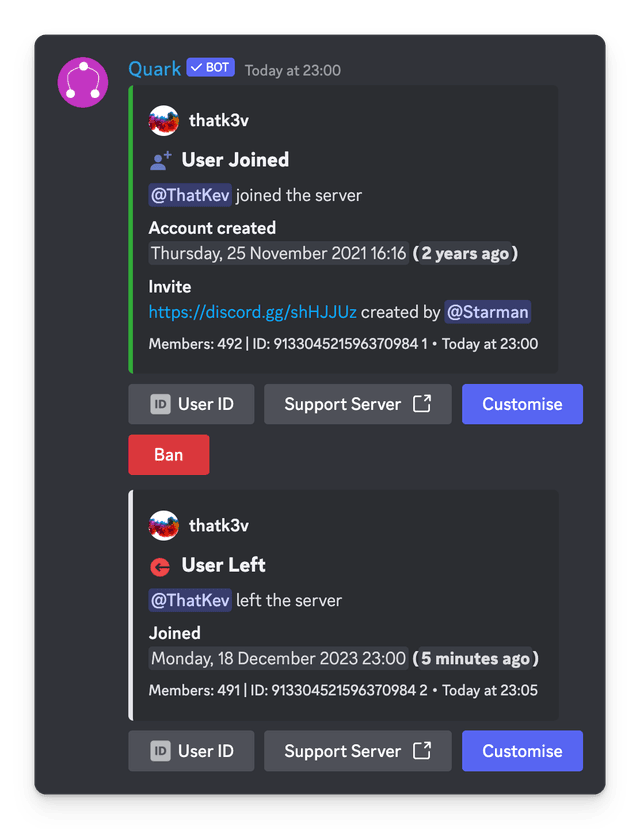 Home | Quark Logger | Discord Log Bot